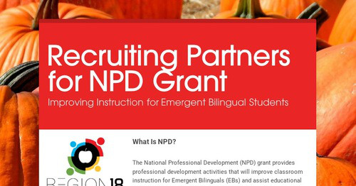 Recruiting Partners for NPD Grant | Smore Newsletters