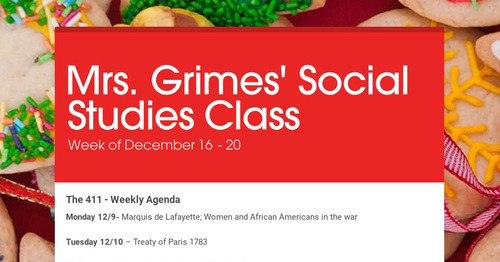 Mrs. Grimes' Social Studies Class | Smore Newsletters for Education