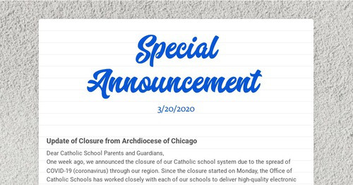 Special Announcement | Smore Newsletters for Education