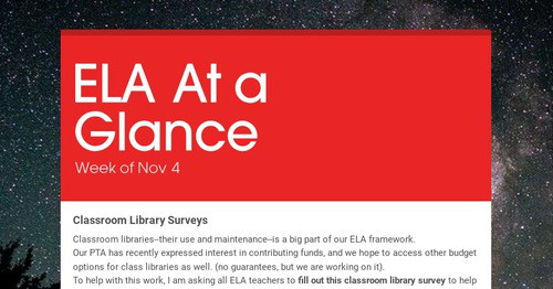 ELA At a Glance | Smore Newsletters