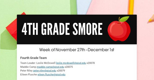 4th Grade Weekly Newsletter | Smore Newsletters