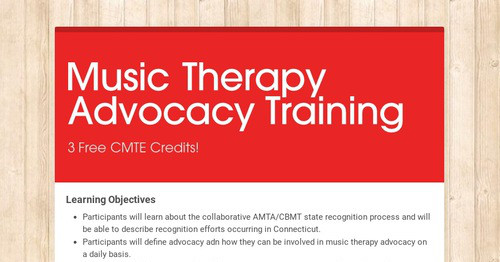 Music Therapy Advocacy Training | Smore Newsletters
