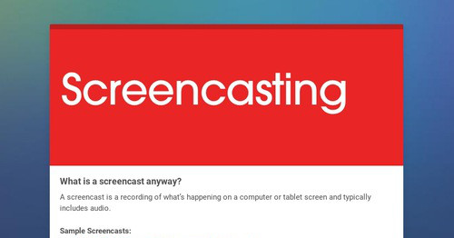 Screencasting | Smore Newsletters