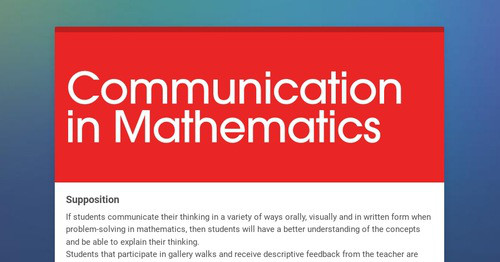 Communication in Mathematics | Smore Newsletters