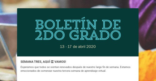 Boletín de 2do Grado | Smore Newsletters