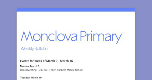 Monclova Primary | Smore Newsletters for Education