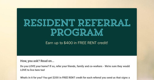 Resident Referral Program | Smore Newsletters