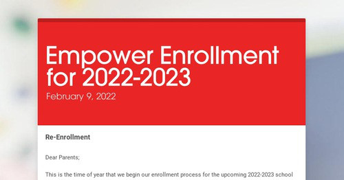 Empower Enrollment for 2022-2023 | Smore Newsletters for Education