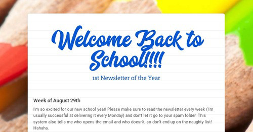 Welcome Back to School!!!! | Smore Newsletters