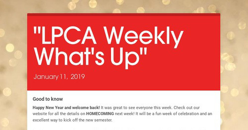 "LPCA Weekly What's Up"