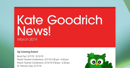 Kate Goodrich News! | Smore Newsletters