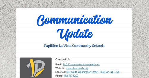 Communication Update
