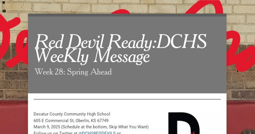 Red Devil Ready:DCHS WeeKly Message | Smore Newsletters for Education