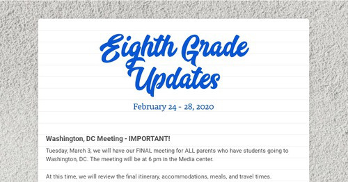 Eighth Grade Updates | Smore Newsletters for Education