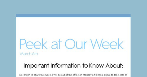 Peek at Our Week
