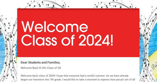 Welcome Class of 2024! | Smore Newsletters