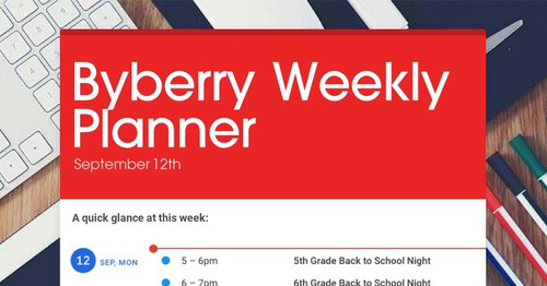 Byberry Weekly Planner | Smore Newsletters