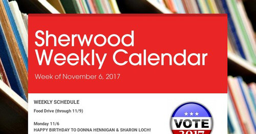 Sherwood Weekly Calendar | Smore Newsletters for Education