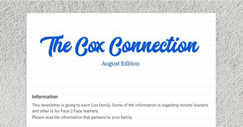 The Cox Connection | Smore Newsletters
