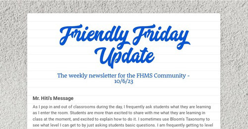 Friendly Friday Update | Smore Newsletters for Education