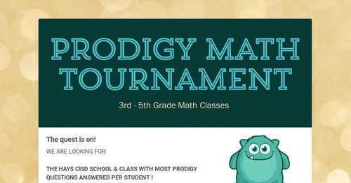 Prodigy Math Tournament | Smore Newsletters