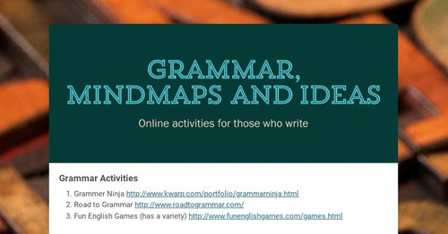 Grammar, MindMaps and Ideas | Smore Newsletters