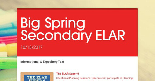 Big Spring Secondary ELAR | Smore Newsletters