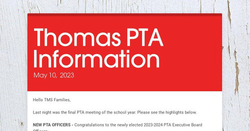 Thomas PTA Information