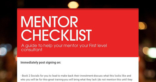 MENTOR CHECKLIST | Smore Newsletters