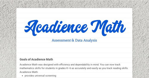 Acadience Math | Smore Newsletters