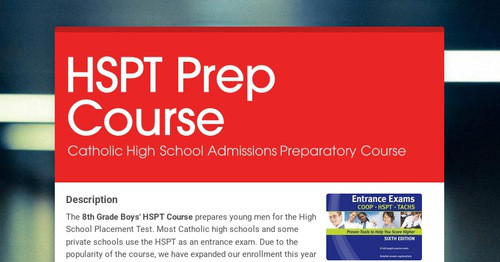 HSPT Prep Course | Smore Newsletters