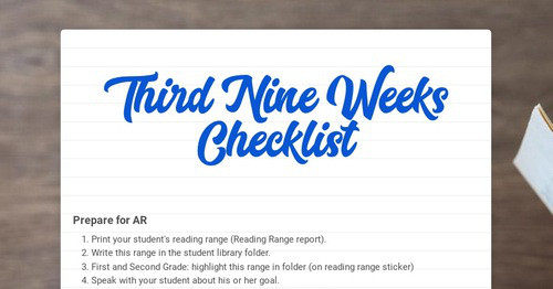 Third Nine Weeks Checklist | Smore Newsletters