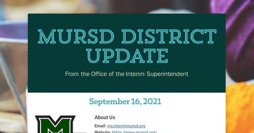 MURSD District Update | Smore Newsletters