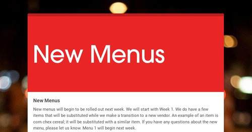 New Menus | Smore Newsletters for Education