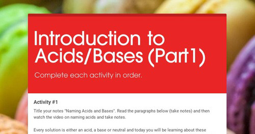 Introduction to Acids/Bases (Part1) | Smore Newsletters