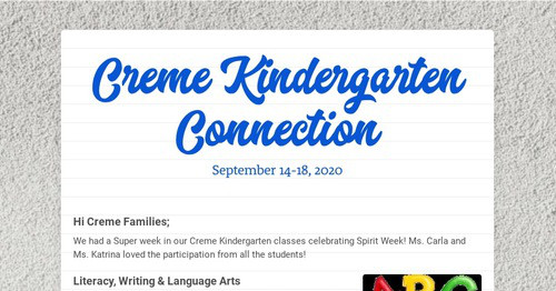 Creme Kindergarten Connection | Smore Newsletters for Education