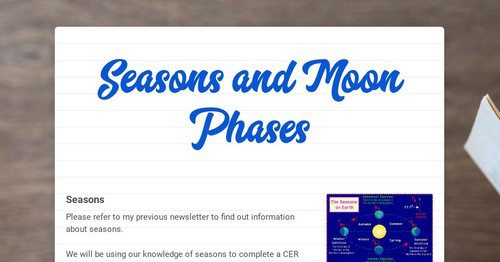 Seasons and Moon Phases | Smore Newsletters for Education