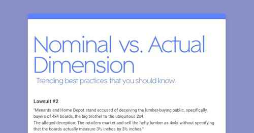 Nominal vs. Actual Dimension | Smore Newsletters