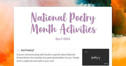 National Poetry Month Activities