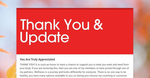 Thank You & Update | Smore Newsletters