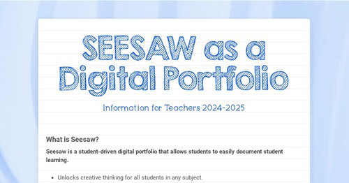 SEESAW as a Digital Portfolio | Smore Newsletters