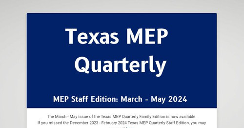 Texas MEP Quarterly