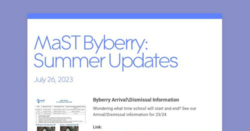 MaST Byberry: Summer Updates | Smore Newsletters