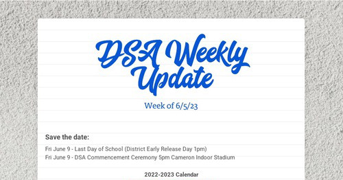 DSA Weekly Update | Smore Newsletters