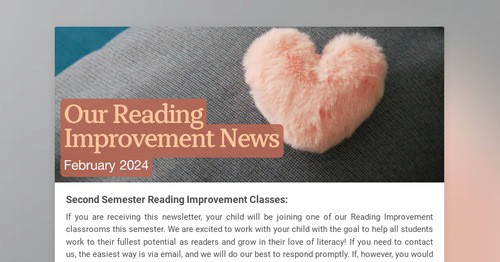 Our Reading Improvement News | Smore Newsletters