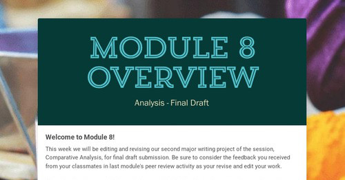 Module 8 Overview