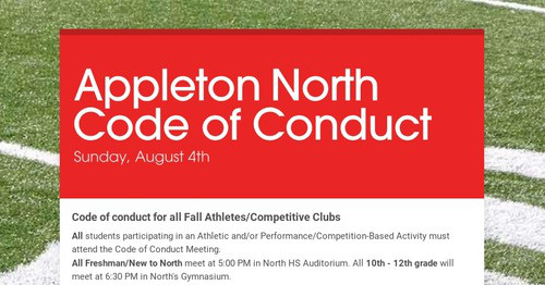 Appleton North Code of Conduct | Smore Newsletters