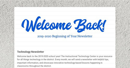 Welcome Back! | Smore Newsletters for Education