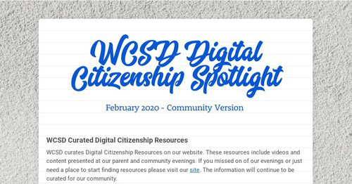 WCSD Digital Citizenship Spotlight | Smore Newsletters