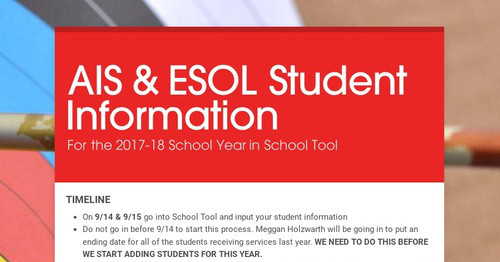 AIS & ESOL Student Information | Smore Newsletters for Business